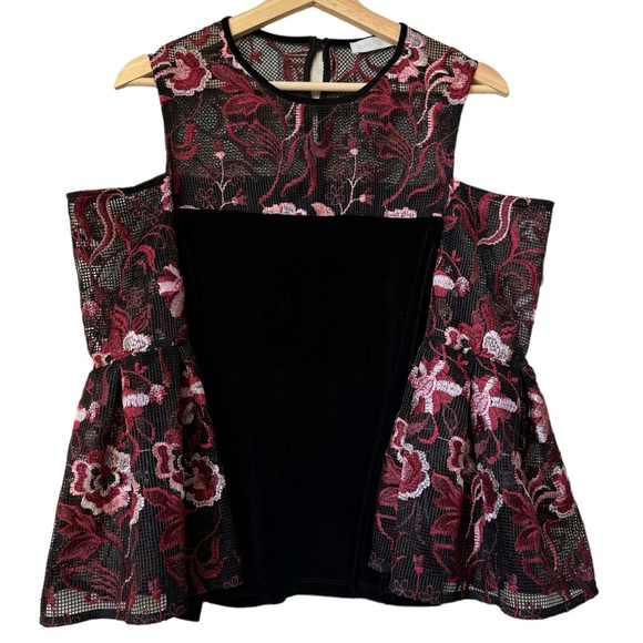 Anne Fontaine | Tops | Anne Fontaine Echant Black Velvet Red Floral ...